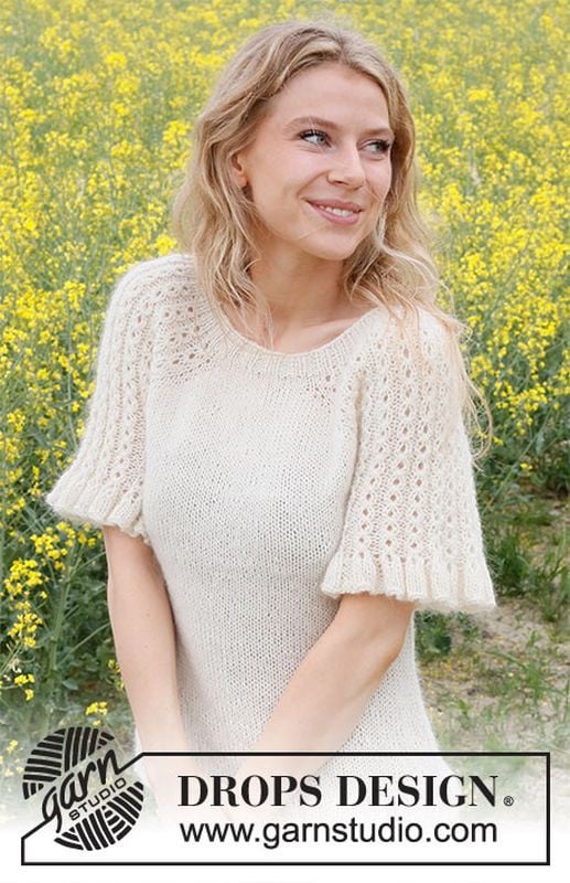 DROPS Pearlescent Flouncy Sleeved Top Pattern